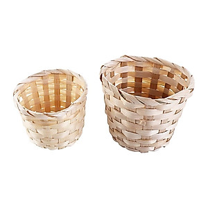 1PCS Portable Storage Basket,Bamboo Woven Basket Mini Storage Basket Desktop Plant Box for Garden(L)