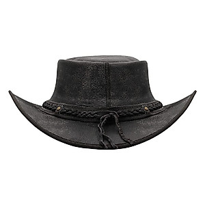 Sidewinder Crushable Cowboy Hat for Men Women Lightweight Handcrafted Western Shapeable Outback Hat Wide Brim Durable Cowgirl Black