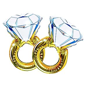 2Pcs Diamond Engagement Mylar Balloons,Marriage Engagement,Wedding Bridal Shower Party Supplies.