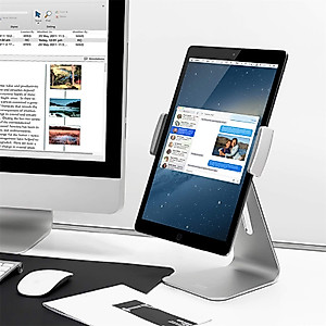 Viozon iPad Pro Stand, Tablet Stands 360° Rotatable Aluminum Alloy Desktop Mount Stand Compatible with 7-13inch iPad Pro iPadAir iPad Mini Surface and Surface Pro (Silver General)