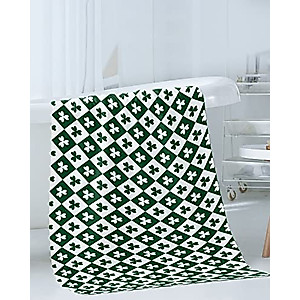 Comforance St. Patrick Bath Towels Set for Bathroom, Soft Absorbent Durable Quick Dry Towel Set of 3 Multifuntion, 1 Bath Towel+1 Hand Towel +1 Washclothe, Lucky Shamrock with Green Plaid Check