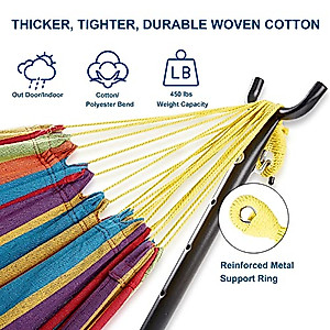 Hammock with Stand Double Hammock Heavy Duty with Space Saving Portable Pillow &Carrying Bag 2 Person Hammocks Steel Stand for Indoor Outdoor Patio Garden Yard 450lb Capacity
