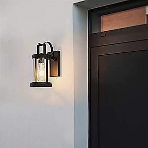 Rustic Farmhouse Wall Lanterns Outdoor Waterproof Wall Sconce Exterior Wall Mount Black Porch Light with Clear Glass Shade for Home Patio Garden Garage Lighting