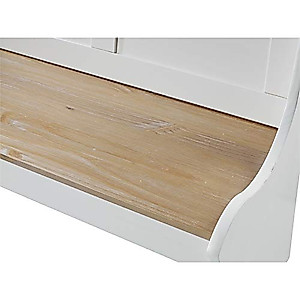 Linon Jackie Pine Wood 3 Piece Patio Conversation Indoor Kitchen Breakfast Table Booth Bench Corner Dining Nook Set in Antique White