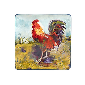 Certified International Rooster Meadow Square Platter, 12.5" x 12.5" x 1.25"