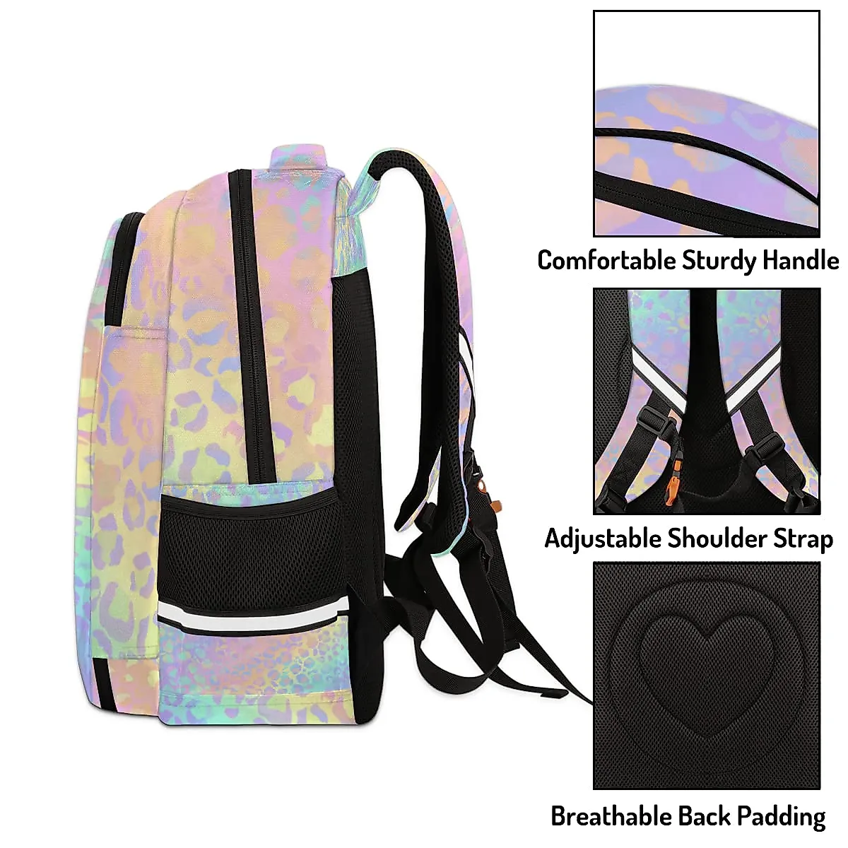 CFERSAN Rainbow Multifunctional Backpack Durability Laptops Water Resistant College School Travel Backpack Gifts for Men Women Girls