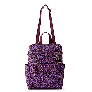 Sakroots womens Eco-twill Convertible Loyola Backpack in Eco Twill Adjustable Crossbody Strap Multifunctional Bag with Laptop Compartmen, Violet Treehouse, One Size US