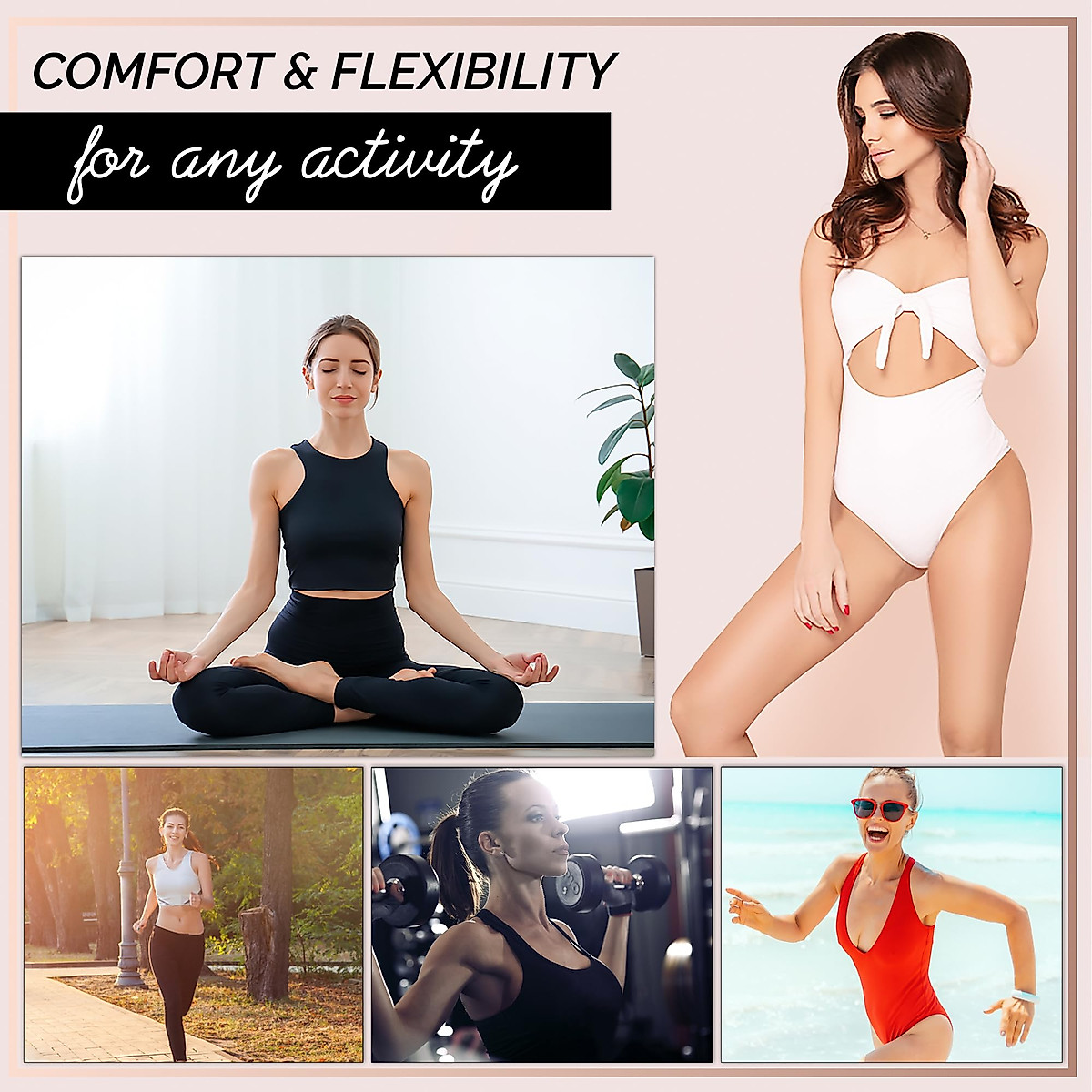 Nylon Spandex Fabric | 80% Nylon, 20% Spandex | Swimwear, Activewear Fabric | 4-Way Stretch | Sports, Dance, Yoga (Black, 1 Yard)