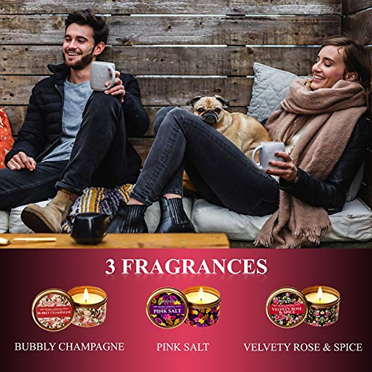 Briojoy Gifts for Women - Scented Candle Gift Set for Wife, Girlfriend, Mom, Best Friend, Daughter - Valentines Day Gift for Her - Lady Birthday Gift - All-Natural Soy Wax Candles - Spa Relaxing