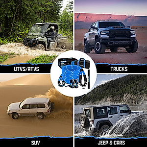 AXSIPEIX 1"×30ft Kinetic Recovery Rope (48,500lbs) Heavy Duty Offroad Recovery Rope with 2 Soft Shackles 1/2" x 22" Offroad Recovery Kit for UTV, ATV, Truck, Car (Blue)