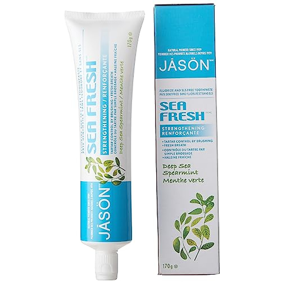 Jason Sea Fresh Strengthening Fluoride-Free Toothpaste, Deep Sea Spearmint, 6 Oz