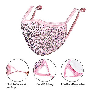 SAILA Halloween Kunoichi Masquerade Mask - Fashion Reusable Rhinestone music festival mask For Lady (Pink/Crystal)