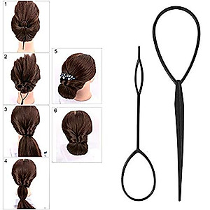 19 Pcs Hair Braiding Tool, DIY Hair Styling Tool Kit Updo Ponytail Maker Accessories Topsy Hair Braid Kit