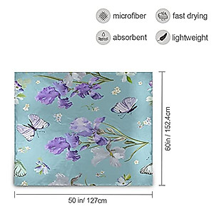 WENXOUAL Double-Sided Microfleece Blanket Thin Cozy Warm TV Blanket Blooming Iris Flowers Air Conditioning Throw Blankets Decorative Throw Blankets for Sofa Floor Couch Bed Living Room-50x60