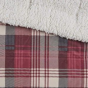 Woolrich Oversized Reversible Throw Blankets Premium Diamond Quilting, Cabin Lifestyle, Soft, Cozy Spun with Sherpa Reverse Cover for Couch, Bed and Office, 50x70, Tasha Red