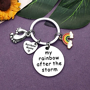 New Mom Jewelry Gifts Mom to Be Gift Keychain Inspirational Jewelry Rainbow Jewelry Pregnancy Announcement Baby Announcement Gifts My Rainbow After The Storm,Encouragement Gift