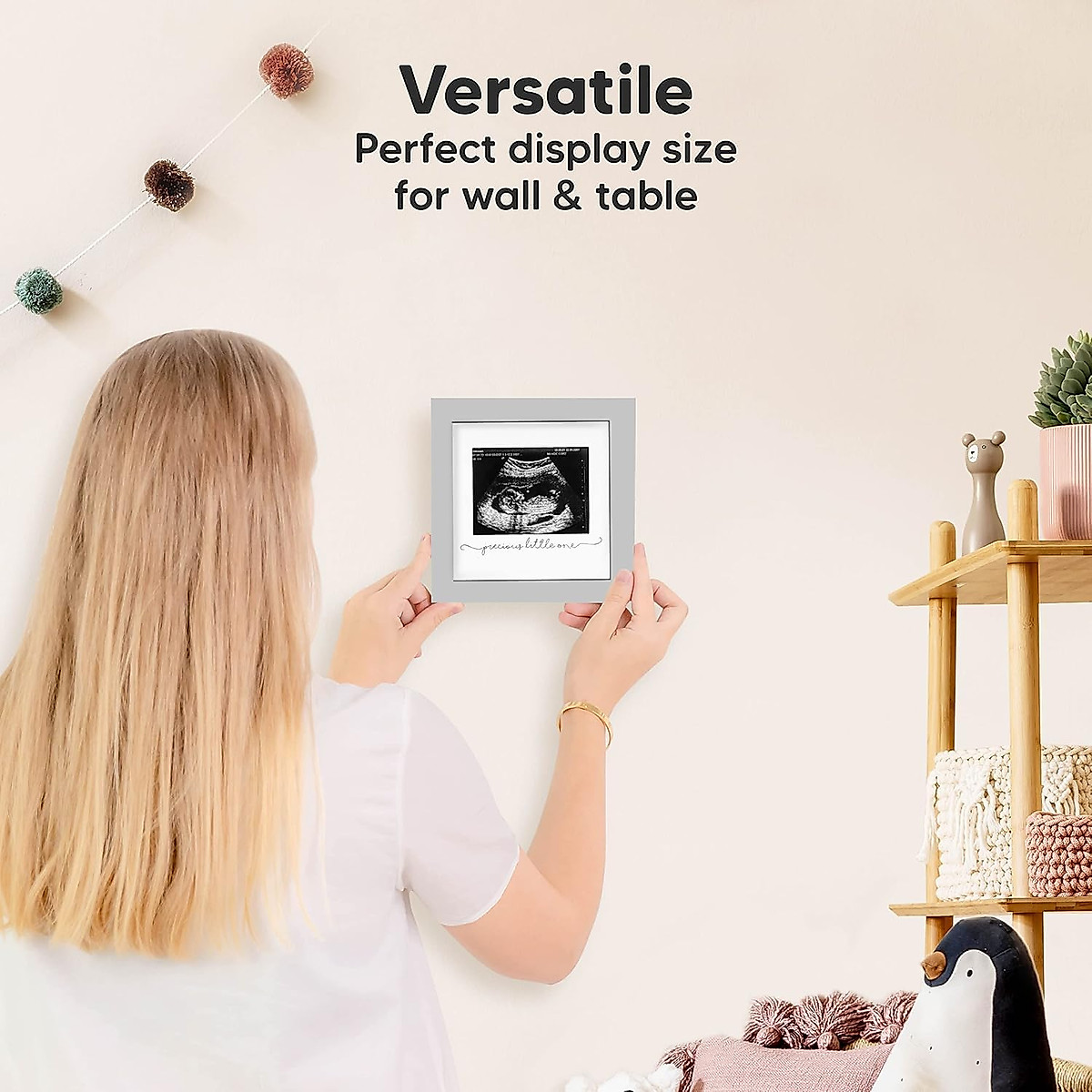 KeaBabies Baby Sonogram Picture Frame - Modern Ultrasound Frame for Mom to Be, Pregnancy Announcement Sonogram Photo Frames, Gender Reveal for Expecting Parents, First Time Dad Gifts (Cloud Gray)