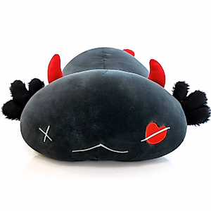 Tiralia Cute Axolotl Plush, Axolotl Stuffed Animals Salamander Plush Pillow Kawaii Soft Plushies Toy Axolotl Doll Gifts for Girls Kids Decor (13in, Black)