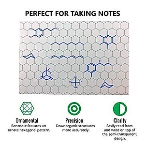 BENZNOTE Index Cards, for Organic and Bio Chemistry, 4" x 6", Hexagonal Graph Rule, Green Lined, 100 Index Cards