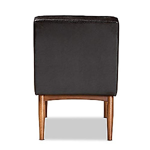 Baxton Studio Daymond Mid-Century Modern Dark Brown Faux Leather Upholstered and Walnut Brown Finished Wood Dining Chair