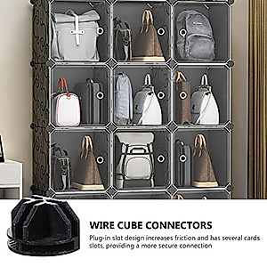 DOITOOL Wire Cube Stopper Black Cube Plastic Connectors Interlocking Connectors Wire Grid Cube Buckle Clips for Closet Modular Cabinet Storage Organizer 20pcs Storage Organizer Unit