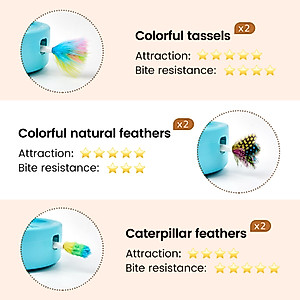 Potaroma Cat Toys 3in1 Automatic Interactive Kitten Toy, Fluttering Butterfly, Moving Ambush Feather, Track Balls, 6 Feather Replacements