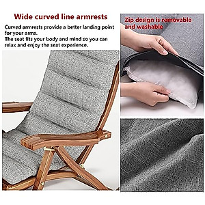 LEIYTFE Garden Bamboo Rocking Chair Folding Reclining Patio Chairs Adjustable Back Balcony Lounge Chair with Foot Massage,Upholstered Rocker Chair for Elderly (Color : Gray, Size : Log)