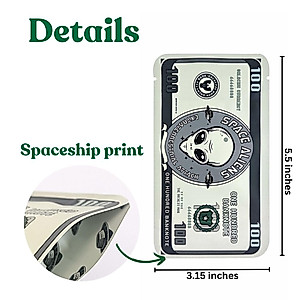 Generic 100 Pack Money Designed Space Aliens Storage Baggies Resealable 3.5 Gram Snack Candy Bags 3.15 x 5.5 inches