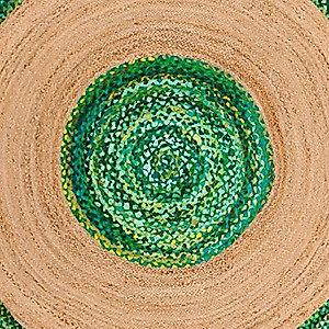 Aizza Trends Jute and Cotton Carpet for Living Room, Jute Round Floor Mat, Rugs for Living Room, Jute Centre Table Carpet, Home Decore Rug (2x2 Feet (60x60 Cm))