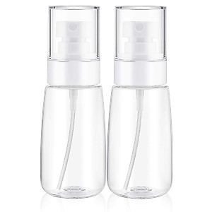 TOSERSPBE Spray Water Bottle Hair Mister, Fine Mist Stylist Sprayers 360 Empty Small Misting Spritzer, Perfume Atomizer with Pump Clear Containers (2PCS/2oz)