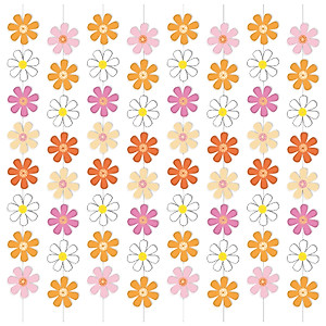 12 Pcs Daisy Boho Groovy Party Supplies Hippie Party Banners Daisy Flower Garland Kit Colorful Daisy Hanging Swirl for Spring Star Groovy One Two Birthday Baby Shower Wedding Bridal Window Decoration