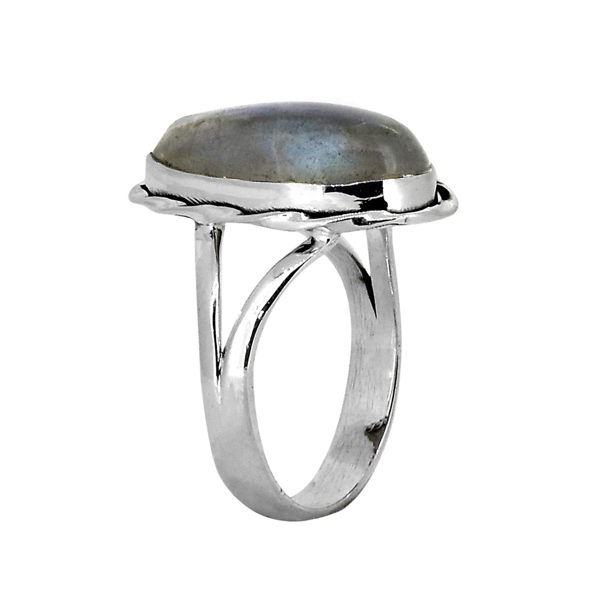 YoTreasure Labradorite Solid 925 Sterling Silver Split Shank Ring Jewelry