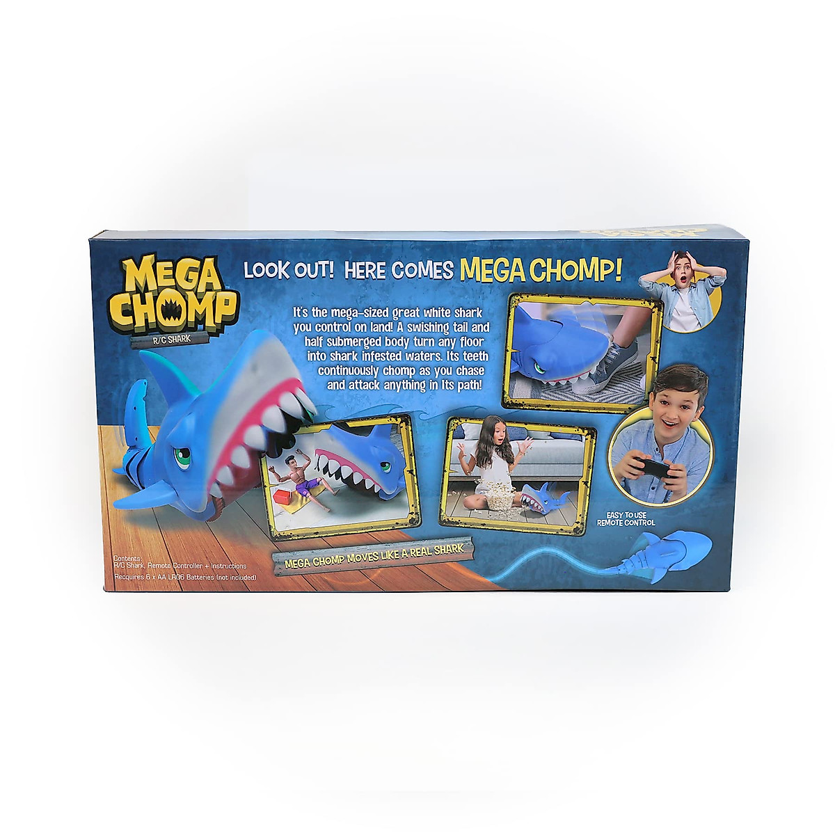 Skyrocket Mega Chomp Remote Control Shark Toys for Boys and Girls Ages 4+ with 2.4 GHz Controller and RC Chomping Action, Blue (18493)