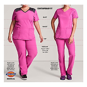 Dickies EDS Signature Women Scrubs Top V-Neck DK880, XS, Ciel