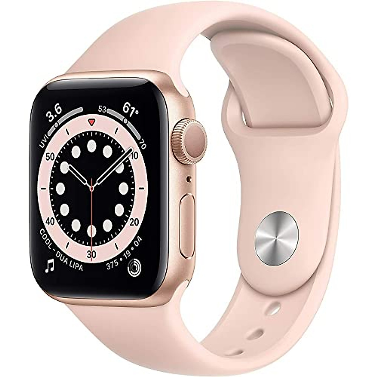 Apple Watch Series 6 (GPS + Cellular, 44mm) - Gold Aluminum Case with Pink Sport Band (Renewed)