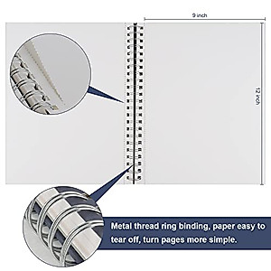SuFly Hardcover 9x12 Sketchbook, Artist Sketch Pads for Drawing Pack of 2, 120 Sheets 90lb/140GSM Thick Sketch Book for Drawings, Suitable for Kids, Teens & Adults, White