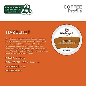 Gloria Jean's Coffees Hazelnut, Single-Serve Keurig K-Cup Pods, Flavored Medium Roast Coffee, 72 Count