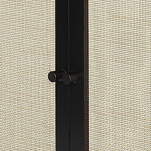 wirrytor Rattan Sideboard Buffer Cabinet, Modern Credenza Kitchen Buffer Storage Cabinet Console Table with 4 Rattan Doors Adjustable Shelves for Kitchen Dinging Living Room Hallway Entryway, Black