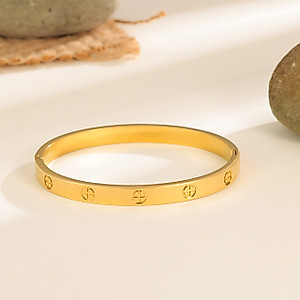 YUFANHY Love Bracelet Cuff 18k Gold Plated Stainless Steel Love Bracelet For Women Novelty And Mother Daughter Bracelet Jewelry Oval Bangle Witness The Of Love Wedding For Couple（gold）