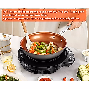 NUWAVE Flex Precision Induction Cooktop, Portable, Large 6.5” Heating Coil, Temperature from 100F to 500F, 3 Wattage Settings 600, 900, and 1300w
