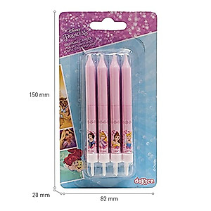 Dekora - 346175 Princesses Set of 8 Pink Wax Stick Candles 8 x 8 x 12 cm