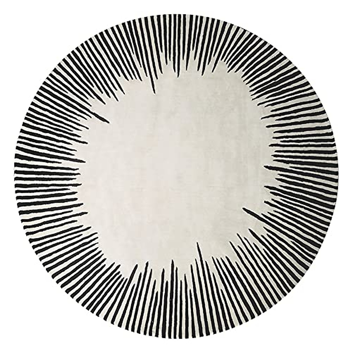 Distressed Contemporay Round Area Rug for Living Room Cream Black Nursery Bedroom Playroom Carpet Circle Dining Kitchen Runner Rug Premium Durable Laundry Room Bathroom Mat Large Indoor Rug 63in