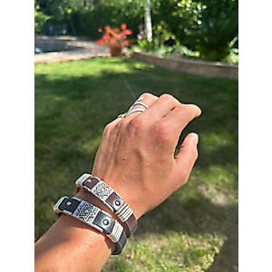 Jewish Star of David Black Men's Leather Bracelet Bar Mitzvah Gift