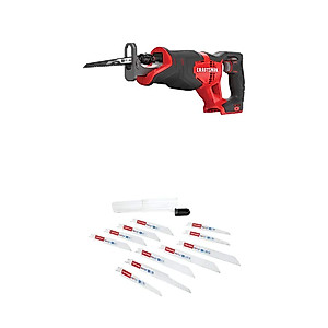 CRAFTSMAN V20 Reciprocating Saw, Cordless, Tool Only with Reciprocating Saw Blades, 11-Piece (CMCS300B & 2058838)