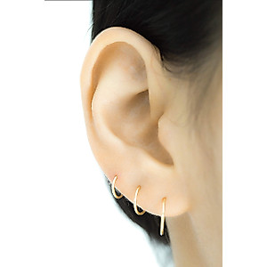 ONDAISY 10K Solid Gold Open Tragus Cartilage Snug Daith Helix Inner Outer Conch 6mm Round Large Big Tiny Small Thin Mini Face Nose Septum Hoop Ring Ear Piercing Earring For Women Girls Men