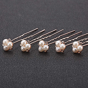 WILLBOND 18 Pcs Pearl Hair Pins Bridal Wedding Hair Accessories Crystal Bobby Pin for Brides Bridesmaids Flower Women Girls(Rose Gold)