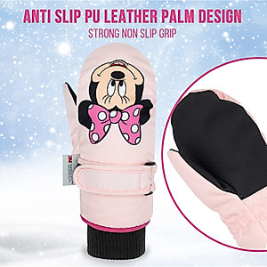 DISNEY Minnie Mouse Toddler Mittens Ages 2-4, Waterproof Toddler Gloves, Kids Snow Mittens, 3M Thinsulate Gloves Ski Mittens
