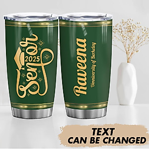 wowcugi Personalized Graduation Tumbler Senior Class Of 2025 Custom Cups with Lid 20oz 30oz Coffee Mugs Graduation Gifts Masters Tumblers for Men Women Graduating Daughter Son (Green)