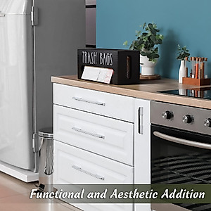 DRASTAR Trash Bag Dispenser, Trash Bag Organizer Wall Mount, Wooden Trash Bag Roll Holder for Plastic Bags Countertop, Under Kitchen Sink Organization