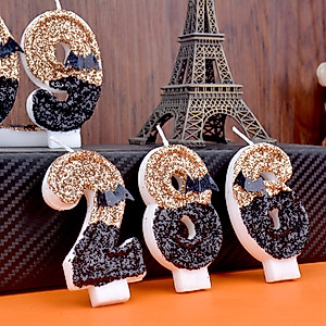 Birthday Candles 4, Number 4 Black Bat Birthday Candles with 10 Pieces Cake Candles 4th Batman Birthday Party Supplies